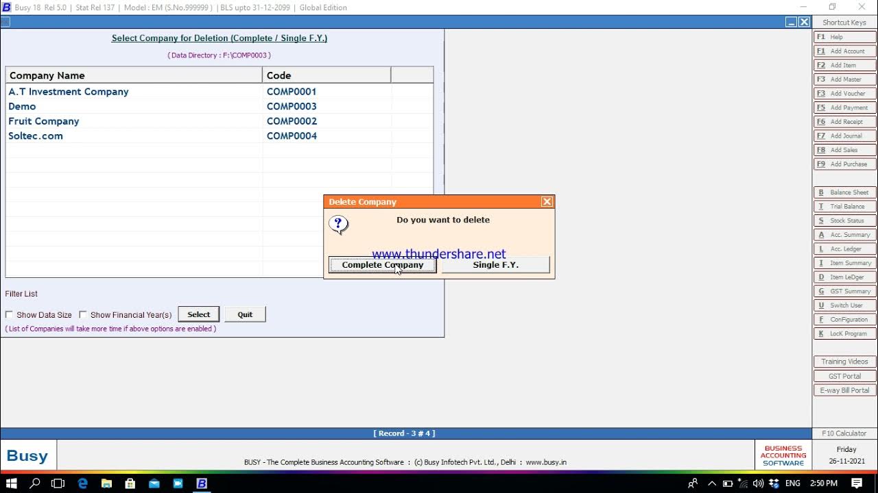 How to Delete A Company In Busy Software - YouTube