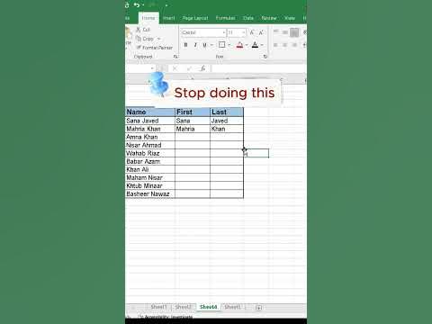 Separate first and last name. How to use Flash fill formula in MS Excel #excel - YouTube
