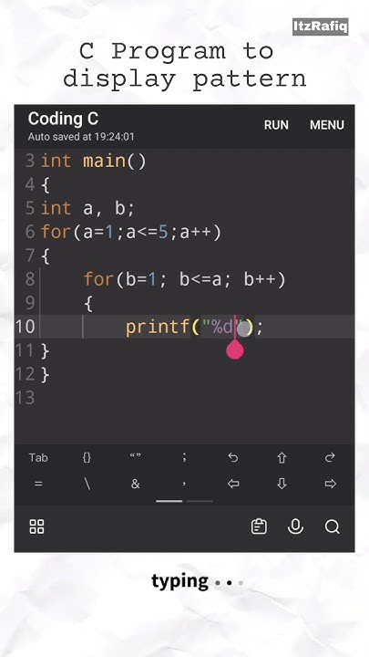 C Program To Display Pattern Using Nested Loop Itzrafiq Coding Seba Programming Class10