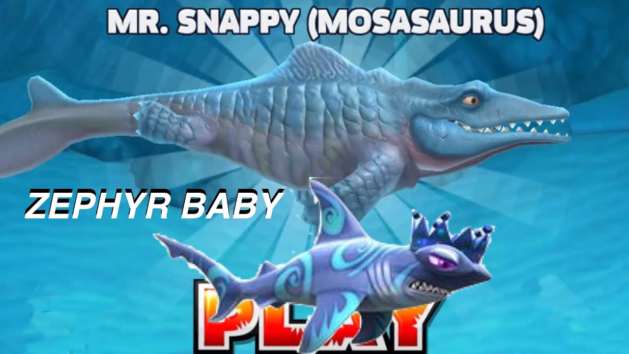 HUNGRY SHARK EVOLUTION -"MR. SNAPPY(MOSASAURUS) WITH ZEPHYR BABY ...