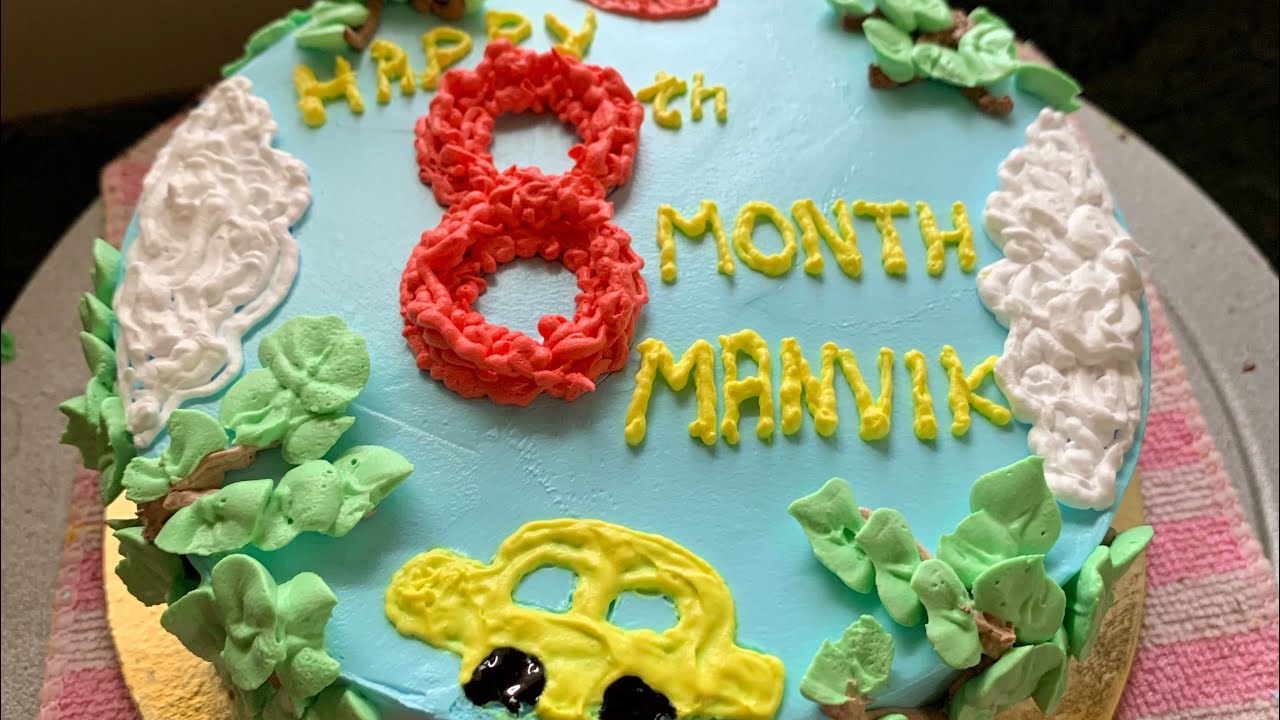 8mounth theme cake|boy birthday cake|easy decorations for beginners ...