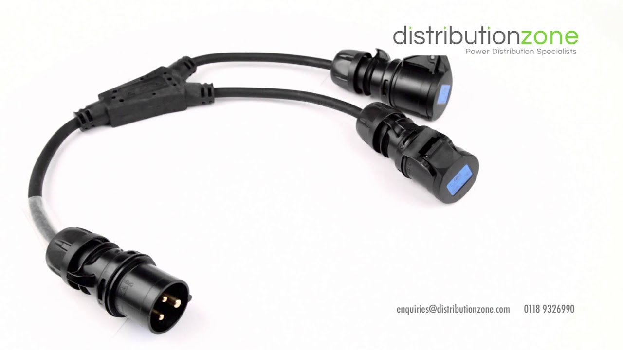16A Y Splitter 2P+E 230v Commando IEC60309 - YouTube