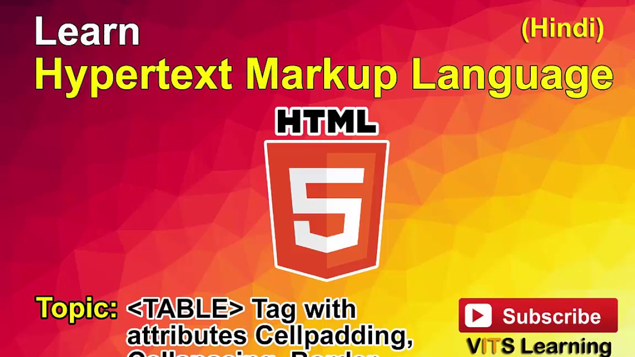 31 Html Table Tag With Attributes Cellpadding Cellspacing Border Youtube