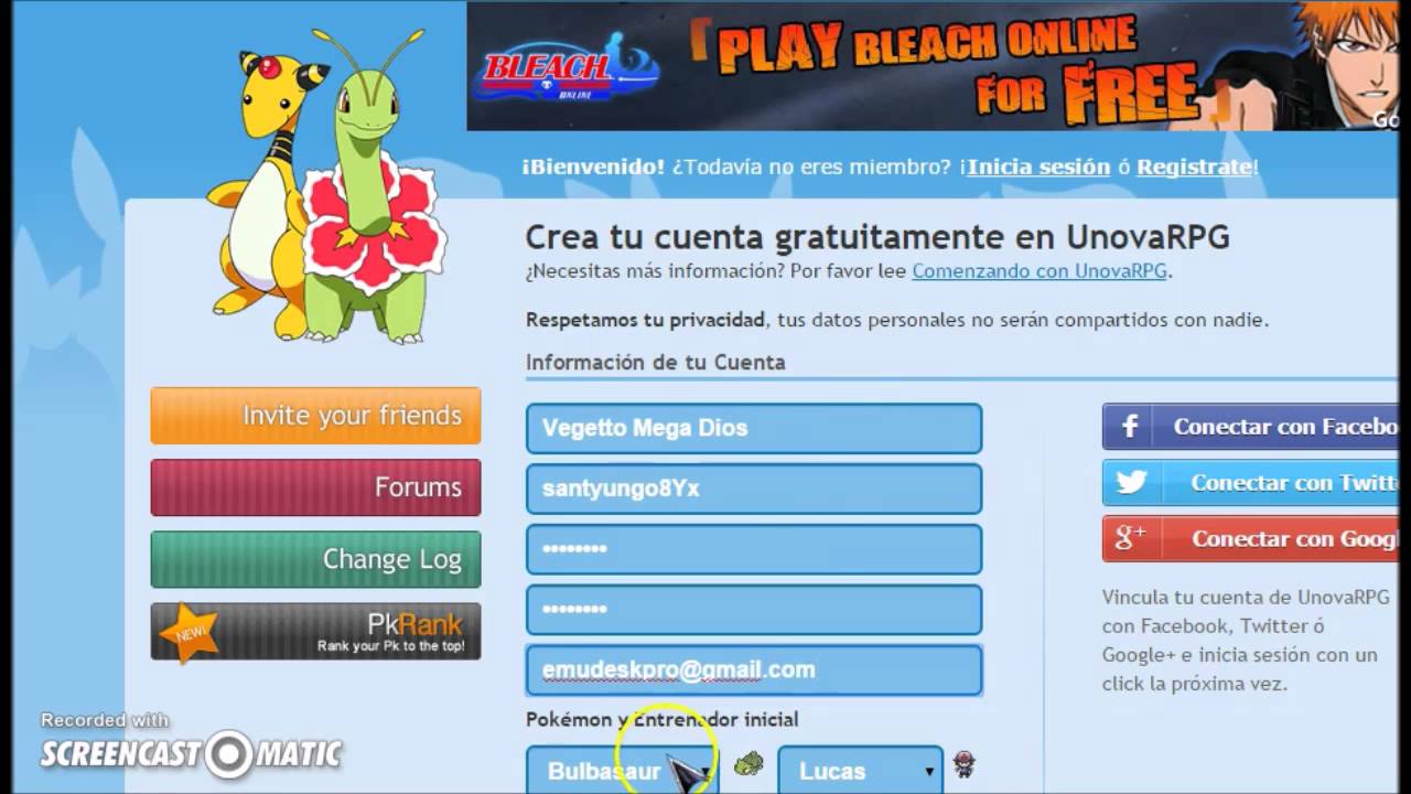 Tutorial de Como Registrarse y Jugar Pokemon Indigo o UNOVA RPG - YouTube