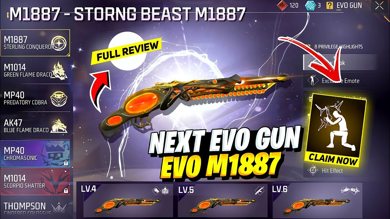 Next Evo Gun Free Fire | Evo M1887 Confirm Date | Next Evo Gun Confirm ...