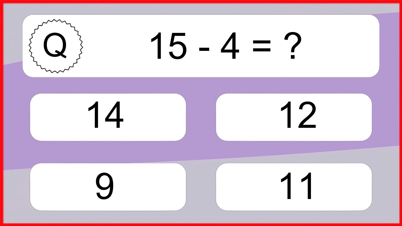 20 Subtraction Quiz Exercises for Kids: Numbers Up to 20 - YouTube