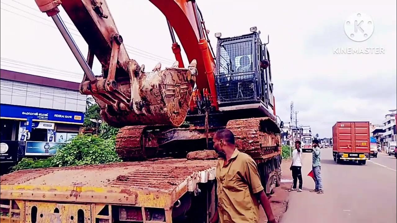 Tata Hitachi 220 excavator loading and unloading - YouTube