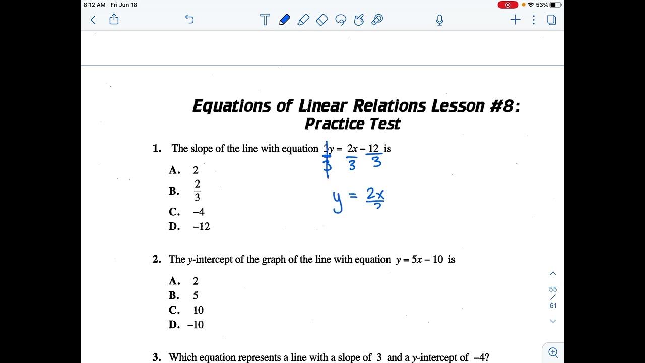 Equations of Linear Relations L8. Q1 - YouTube