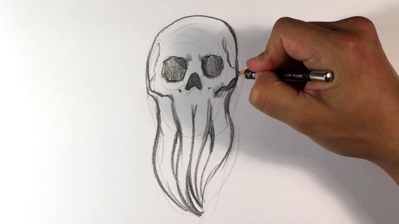 How to Draw a Squid Skull Design - Draw Tattoo Art - YouTube
