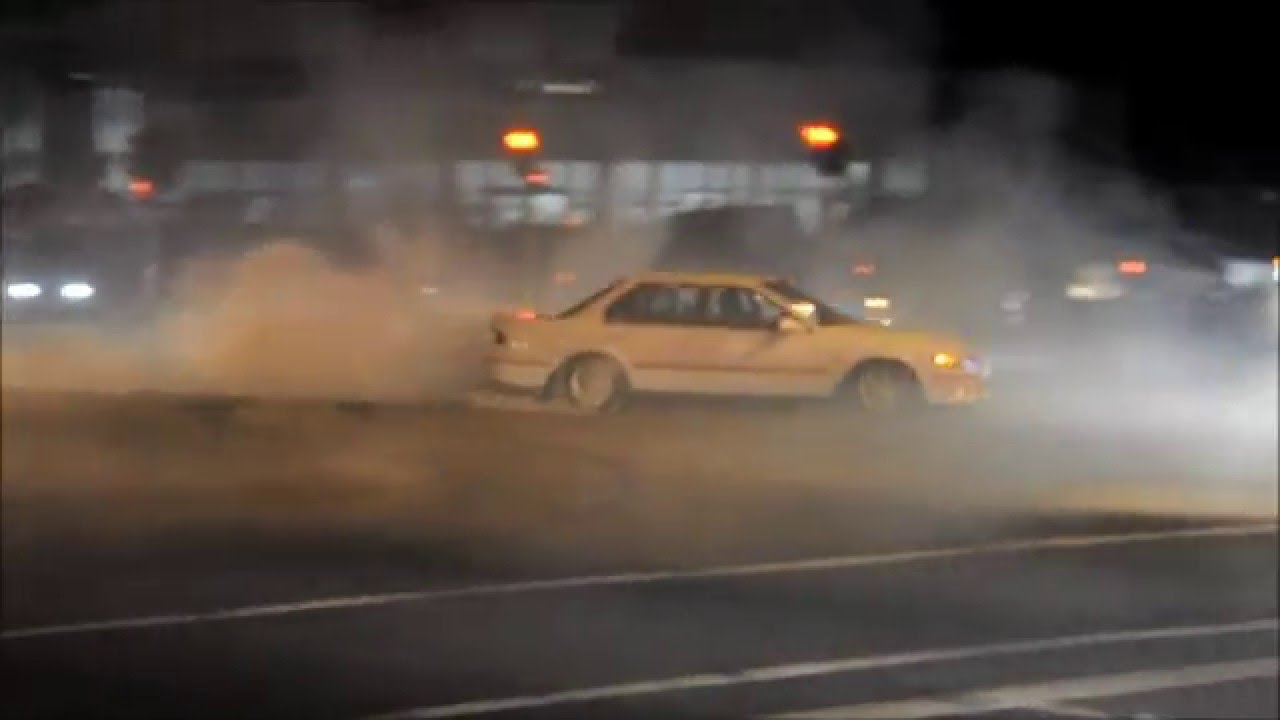 Burnouts and donuts on a public road! - YouTube