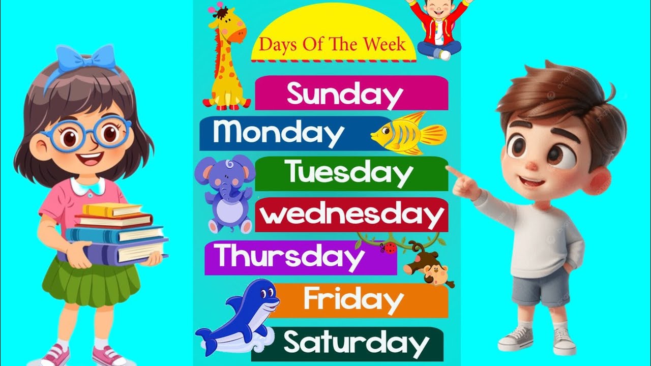 Learn Days of the Week with Fun & Colorful Cartoons | Monday to Sunday ...