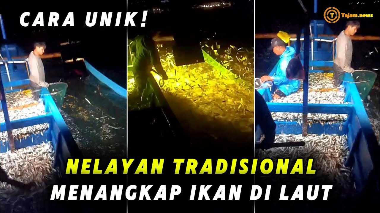 CARA UNIK NELAYAN TRADISIONAL MENANGKAP IKAN DI LAUT - YouTube