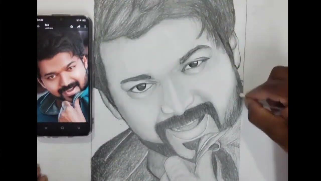 THALAPATHY VIJAY | How to draw Thalapathy vijay pencil drawing | Vijay ...