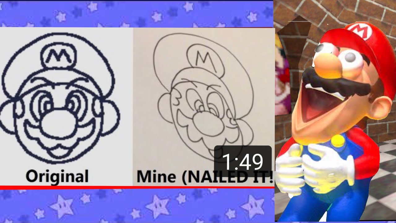 Mario Reacts: Using 'The Mario Drawing Song' to Draw Mario - YouTube