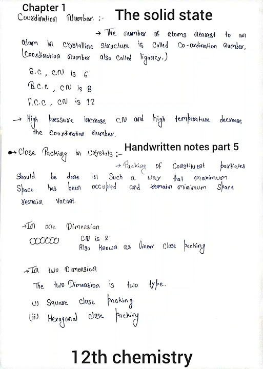 class 12 chemistry chapter The solid state handwriteen notes part 1 # ...