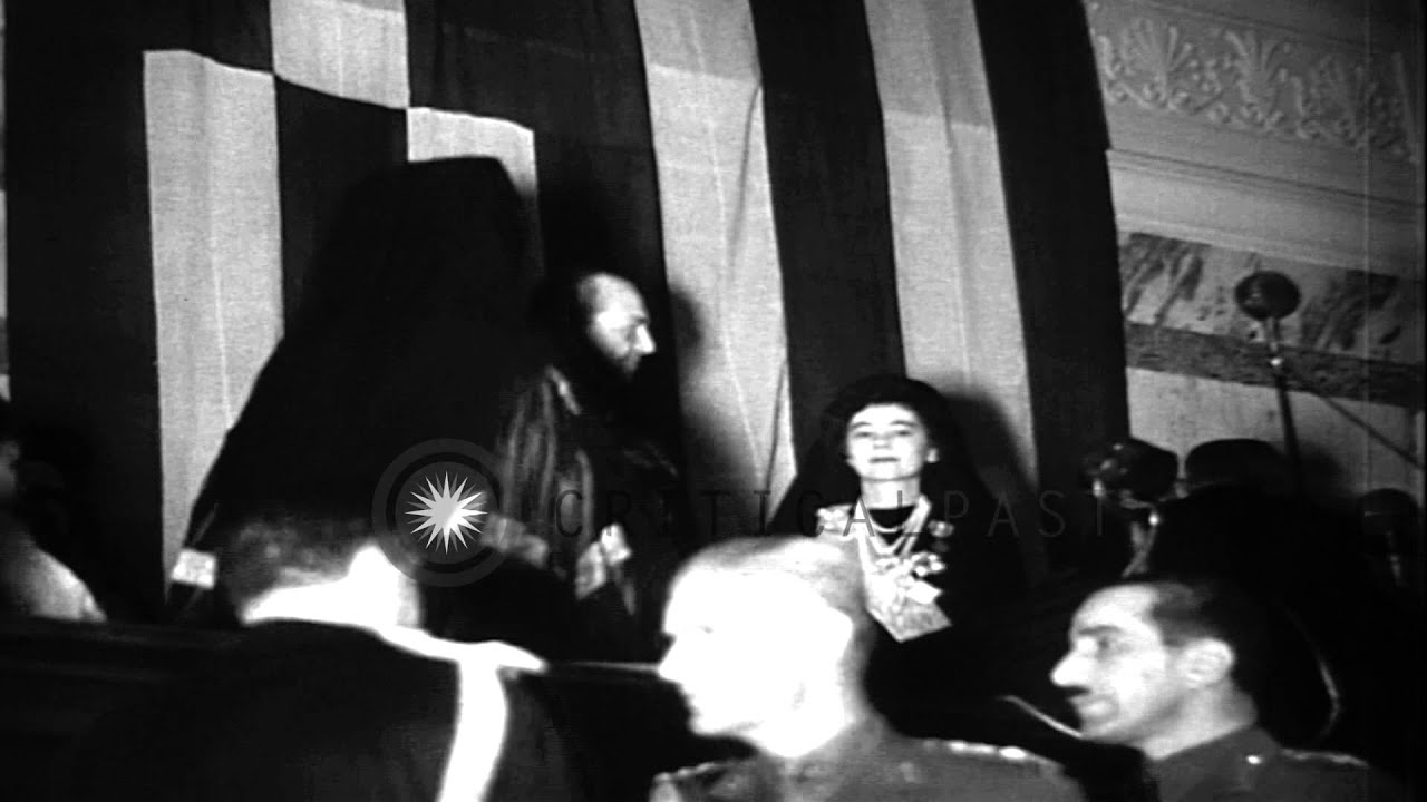 King Paul and Queen Fredericka arrive in parliament of Greece, in ...