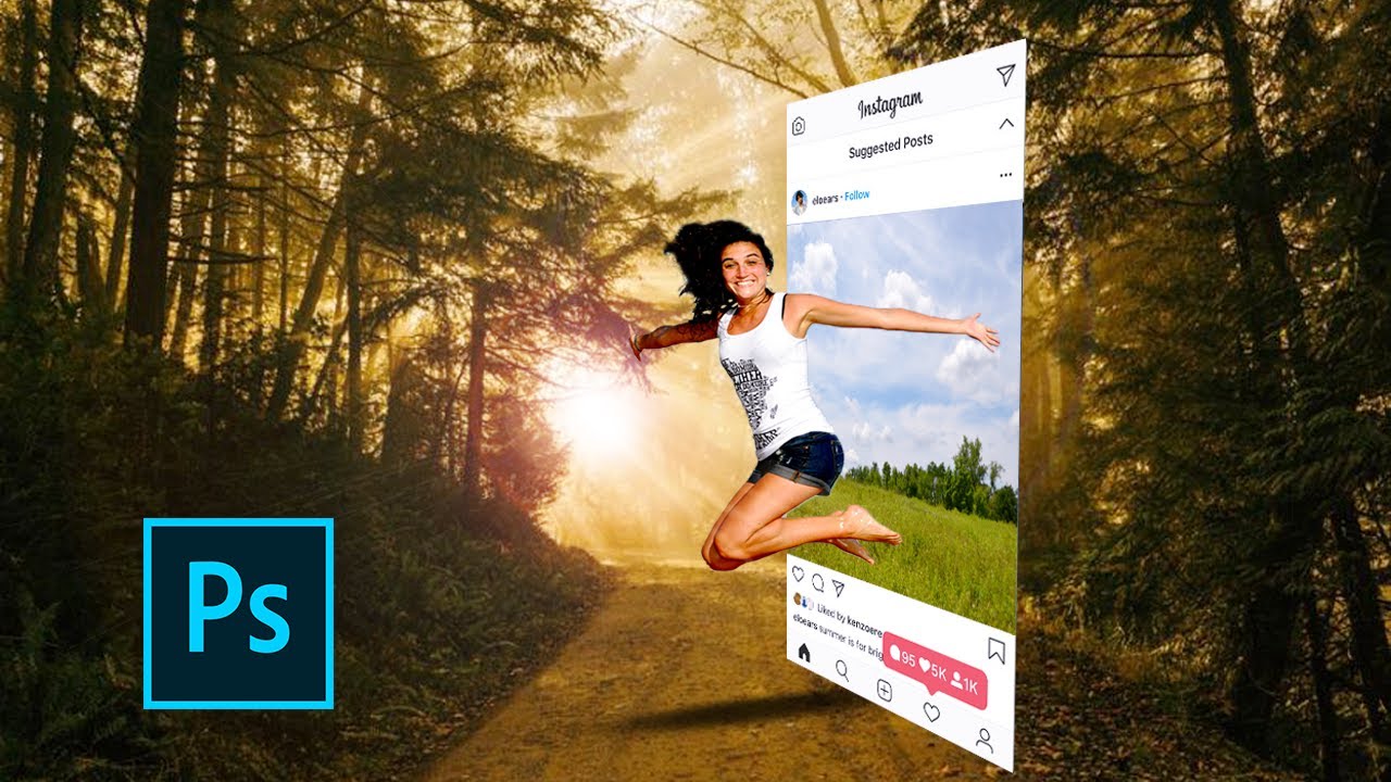 Jumping out of Instagram - Photoshop effect and Tutorial - YouTube