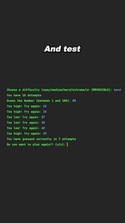 Easy Number Guesser Game in Java | #javaprogramming #coding #shorts - YouTube
