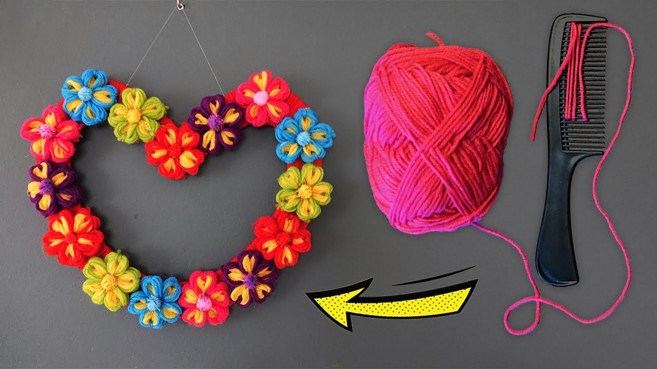 How You Can Make A Heart Of Flowers For Mother' s Day♥ (YARN CRAFTS ...