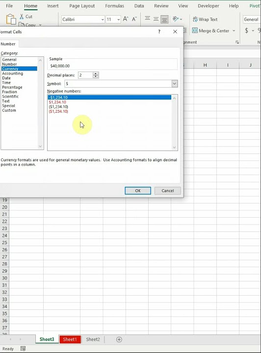 Format pivot table numbers - YouTube