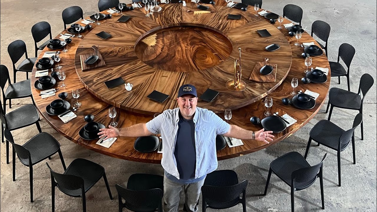 Largest Round Table Ever Made. #custom #woodworking - YouTube