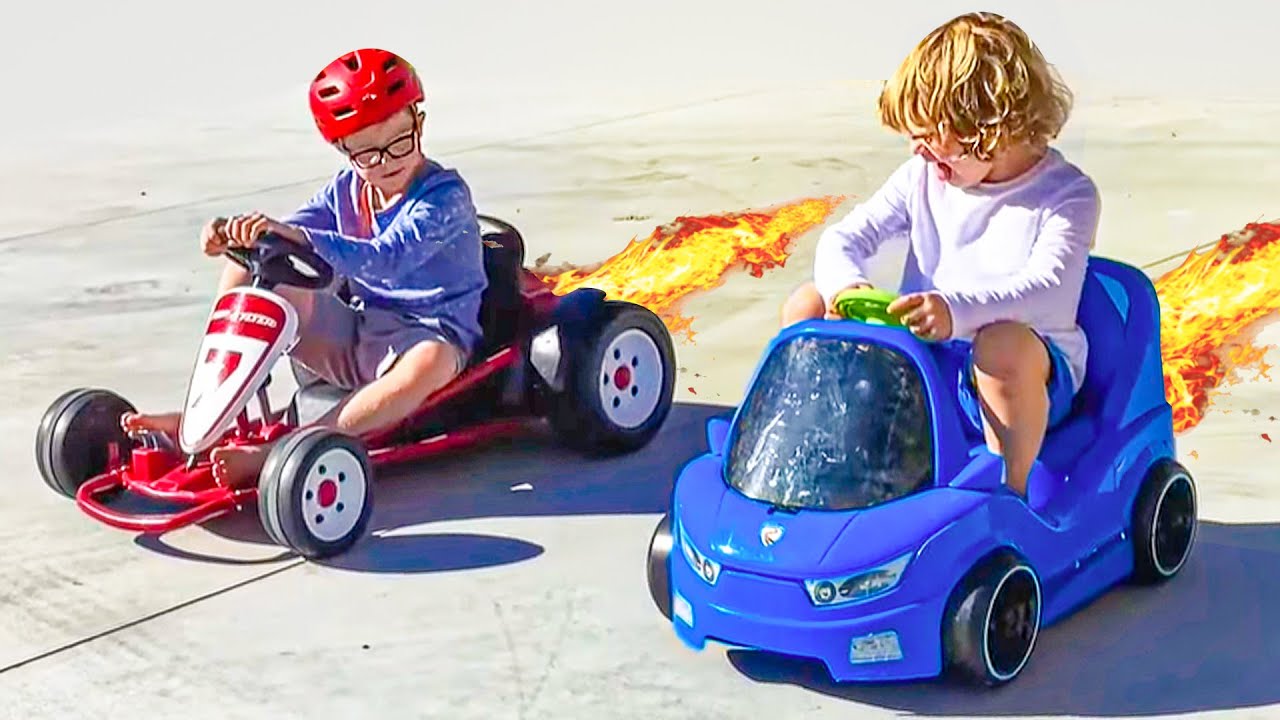 Kids Race Cars and Learn How to Share | Radio Flyer Go Kart vs Power ...