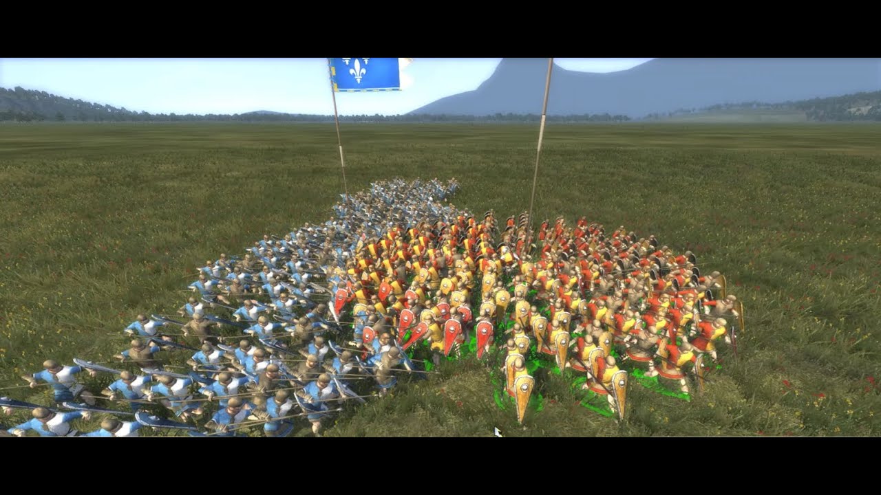 Medieval II: Total War 1vs1: Spear Militia (Schiltrom vs Line Formation ...