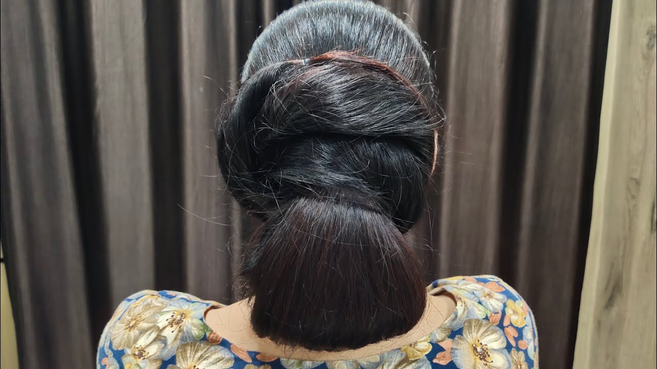 #Beautiful simple easy puffy bun for thin hair!#How to make attractive ...