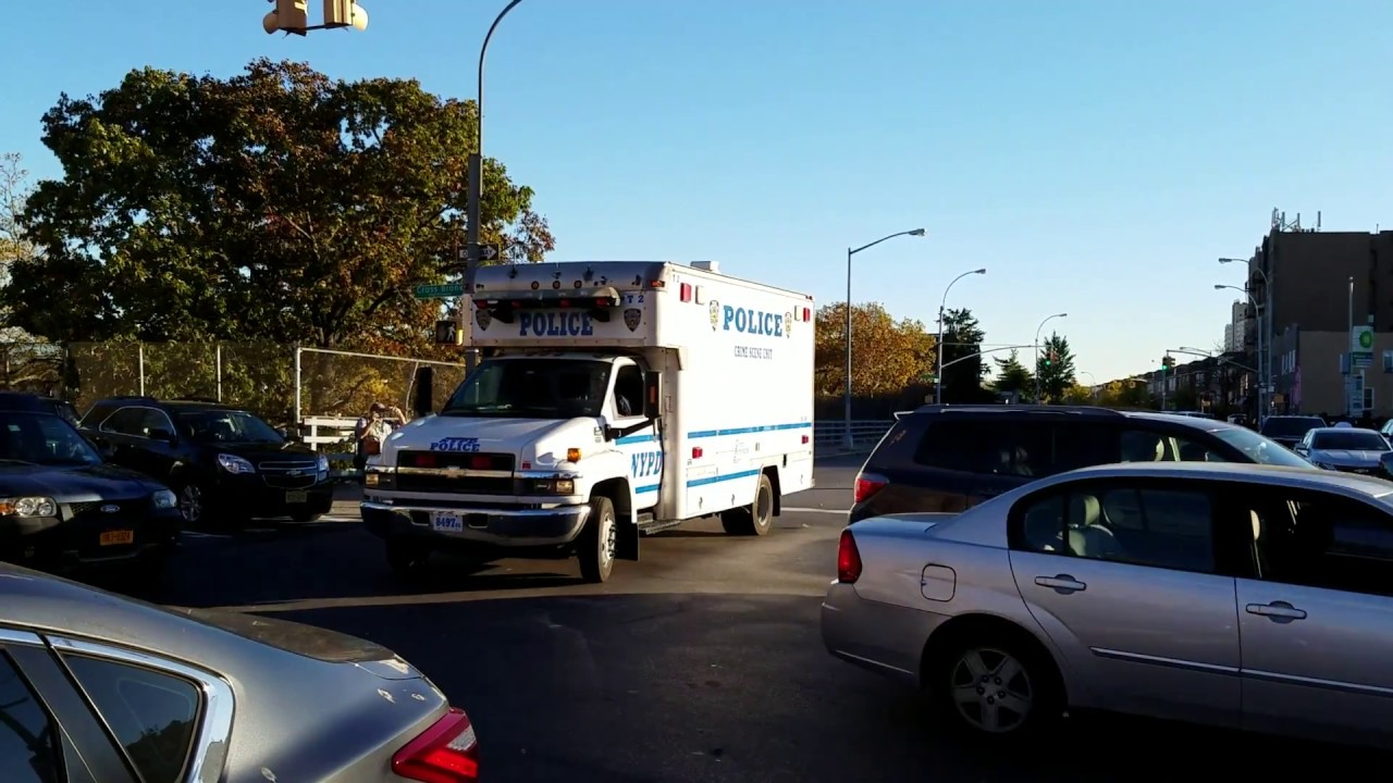 NYPD Crime Scene Unit Command Post Arriving On Scene Of A Police ...
