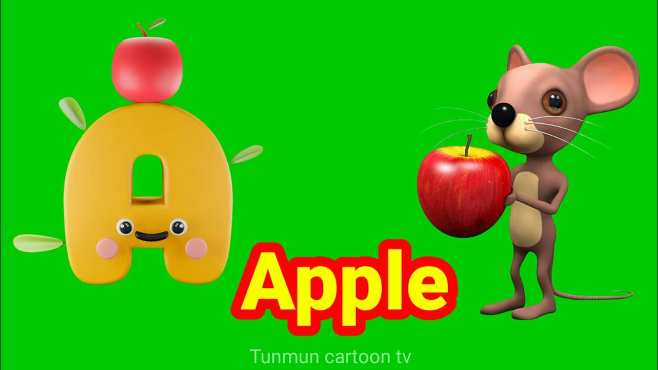 A TO Z Alphabet a for apple green screen | Copyright Free Green Screen ...