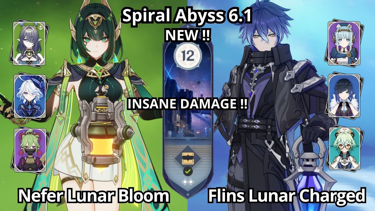 NEW !! C0 Nefer Lunar Bloom & C0 Flins Lunar Charged - Spiral Abyss ...