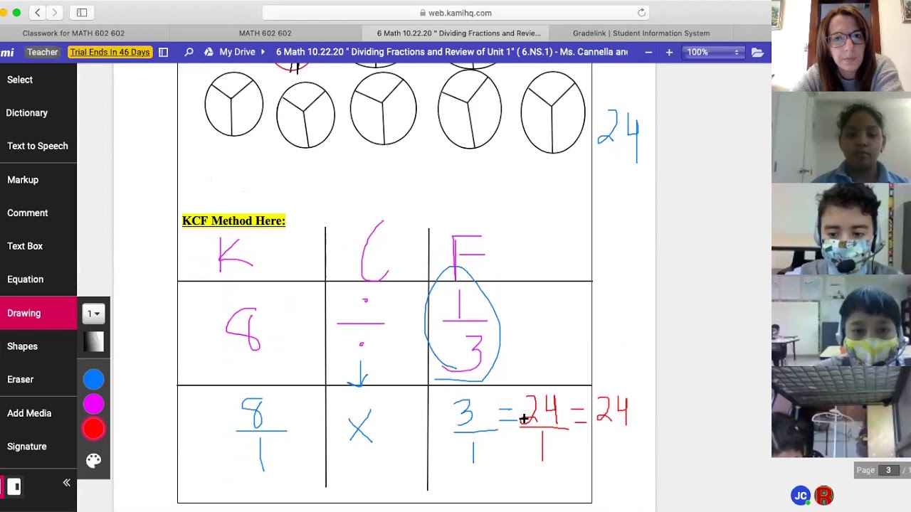 Thursday, October 22, 2020 " Dividing Fractions: ( 6.NS.1) Class 602 ...