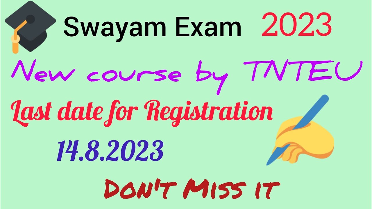 Swayam Exam 2023 August New Course - YouTube