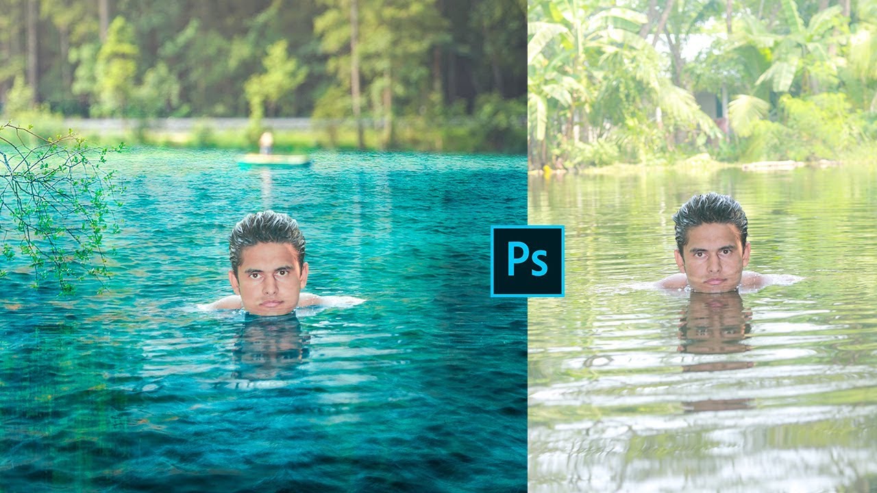 Blue water effect || How To Change Color On Water In Photoshop For ...