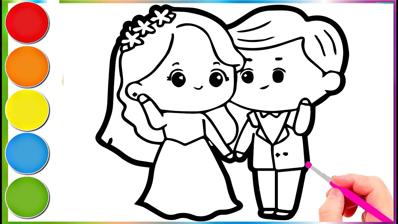🤵👰How to Draw Bride and Groom Easy Step By Step - YouTube