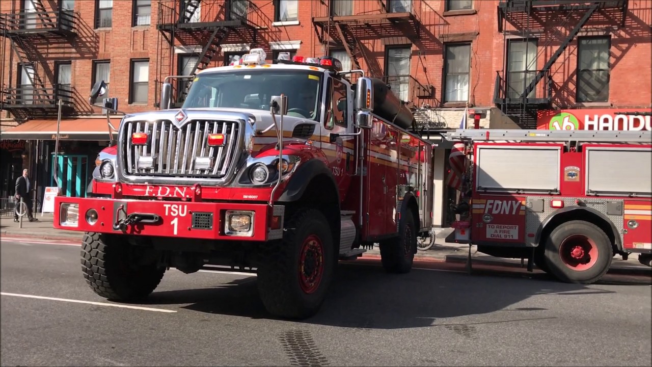 COMPILATION OF FDNY APPARATUS TAKING UP FROM FIRES, COLLAPSES ...