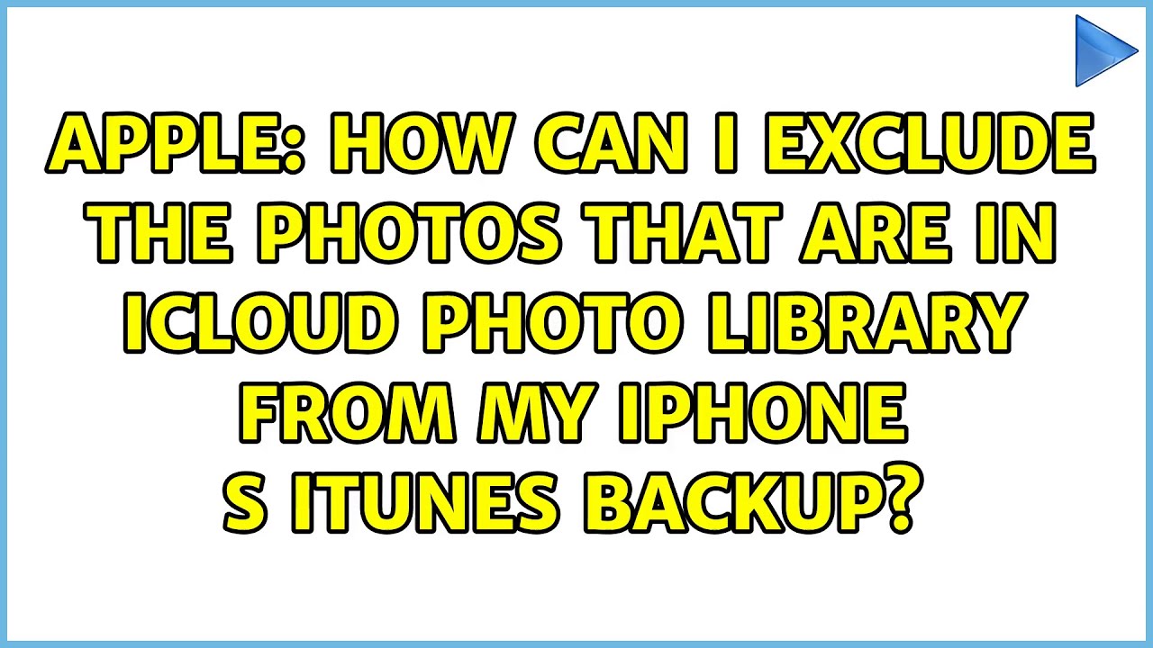 How can I exclude the photos that are in iCloud Photo Library from my ...