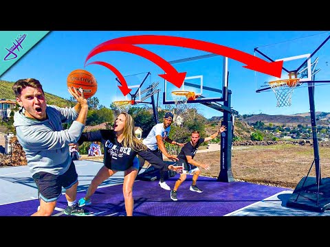 2v2 BASKETBALL BUT WITH 3 HOOPS!? Ft. Jenna Bandy, Chris Staples, AJ Rompza