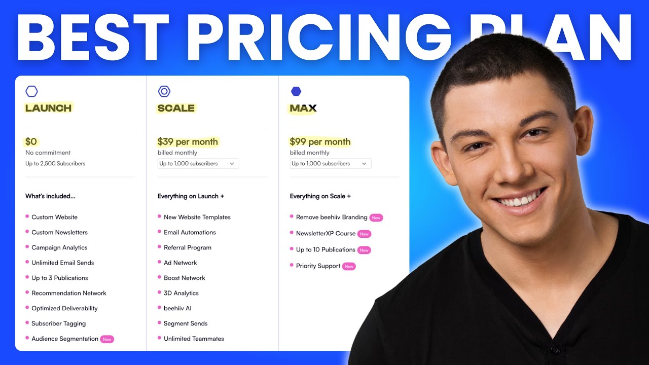 Beehiiv Pricing Plans (Launch vs Scale vs Max): Which One Is The Best ...