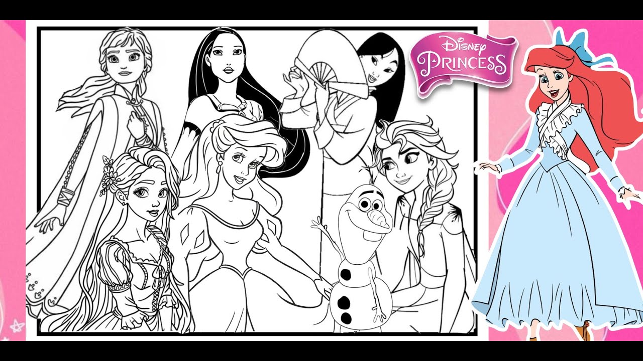 Disney Princesses Fun Together Coloring Page - YouTube