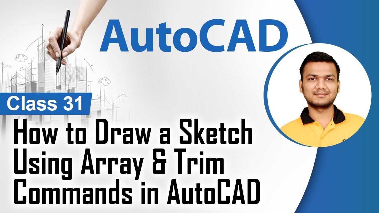 How to Draw a Sketch Using Array & Trim Commands in AutoCAD - Modify ...