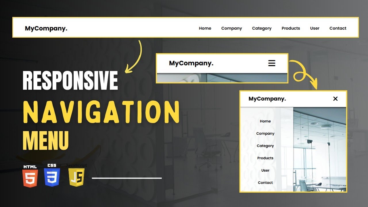 Responsive Navbar Using Html Css And Javascript Navigation Menu Html Css Js Webcoding25 8511