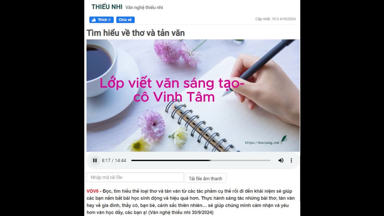 Buổi 2 Viết sáng tạo trên VOV6 ( (Phát sóng ngày 30.9.2024) - YouTube