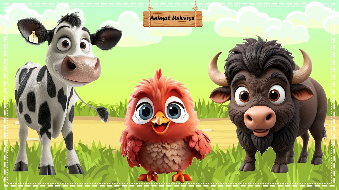 Farm Animals Sounds: Cow, Buffalo, Chicken, Rabbit, Donkey, Horse - YouTube