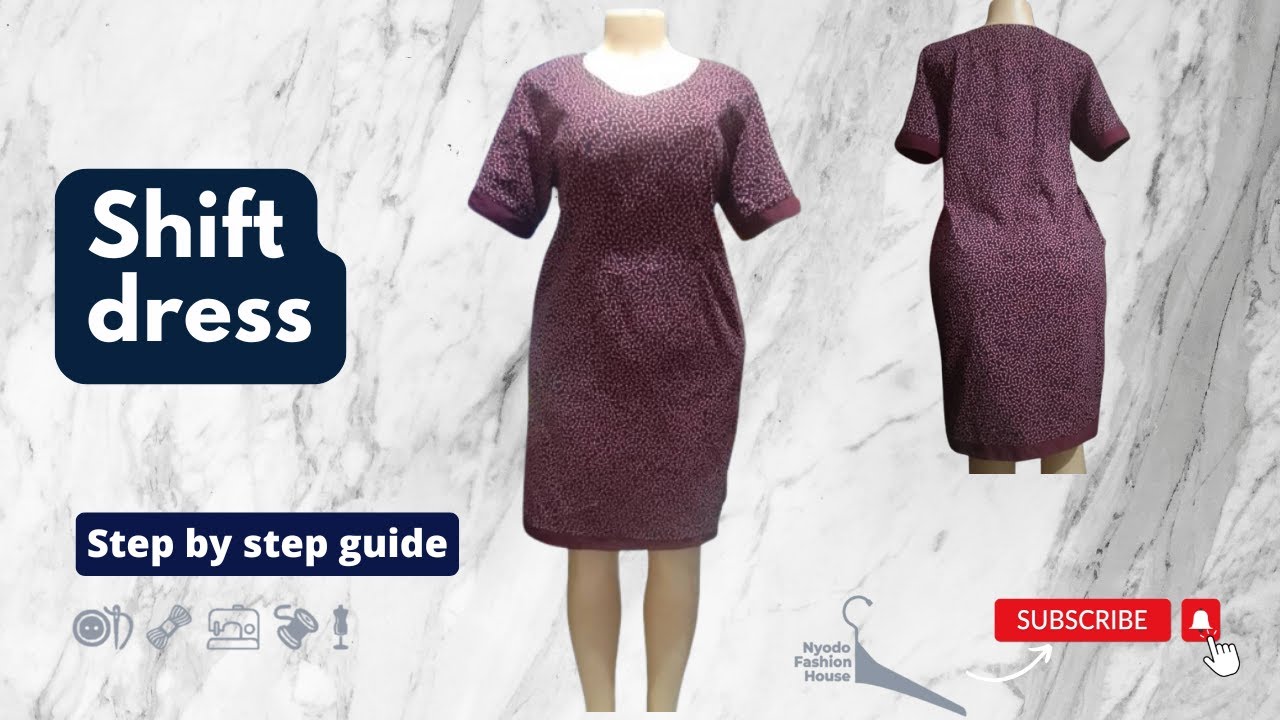 Simple shift dress with short sleeves cutting and sewing/How to make a ...