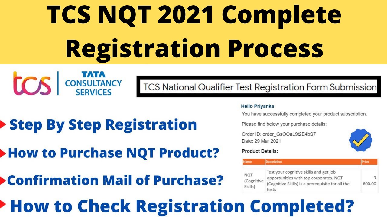 TCS NQT 2021 Step By Step Full Registration | How to Purchase Product ...