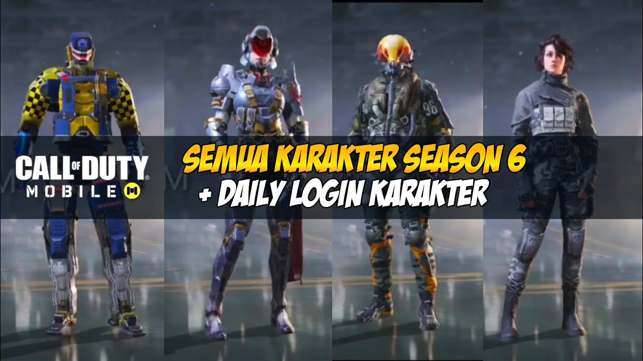 semua skin karakter codm season 6 | daily login + free karakter ...