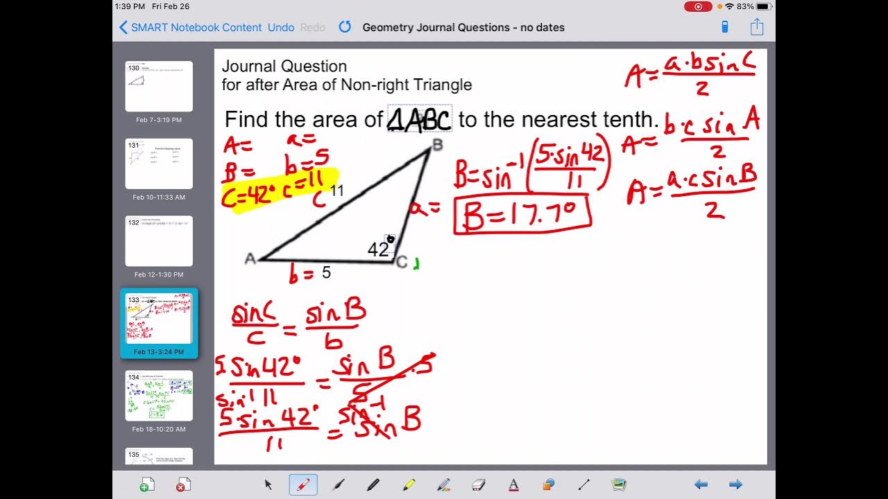 Geometry Journal Question after Area of Non Right Triangles - YouTube