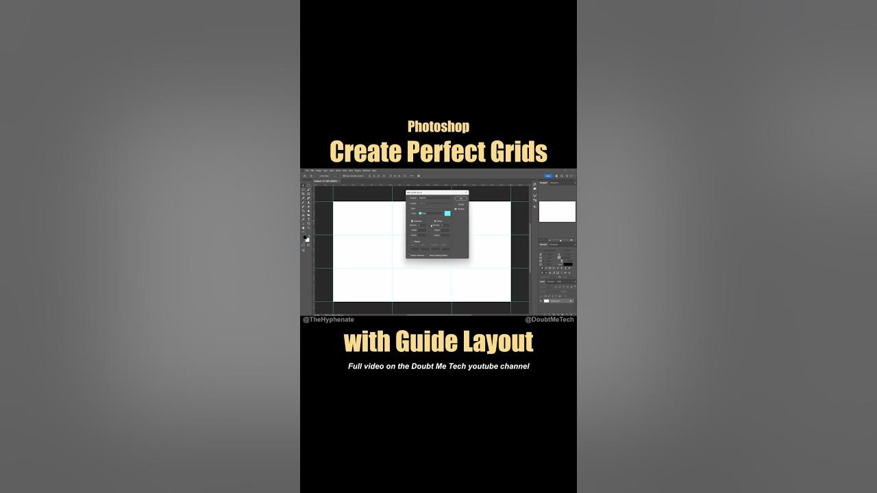 How to Create Exact & Even Grid in Photoshop w/ Overlay [ Guide Layout Tutorial ] - YouTube