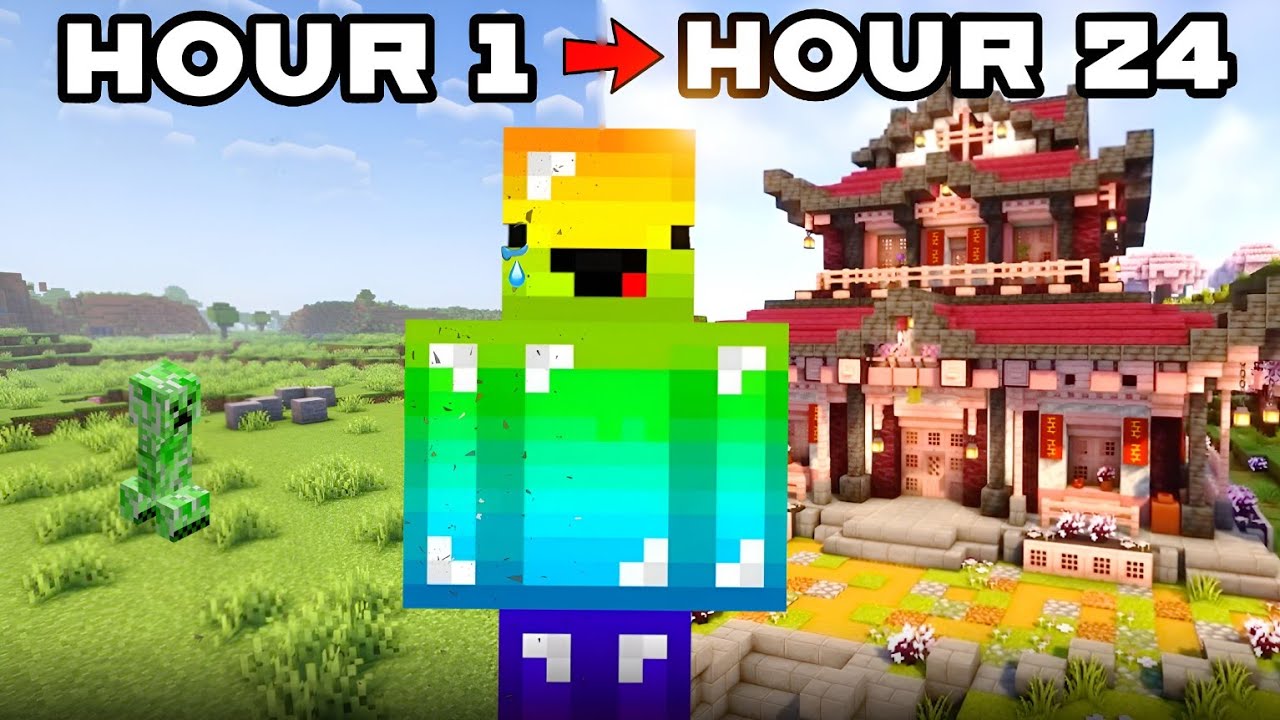 I Spent 24 Hours In Minecraft For Become Pro ! - YouTube